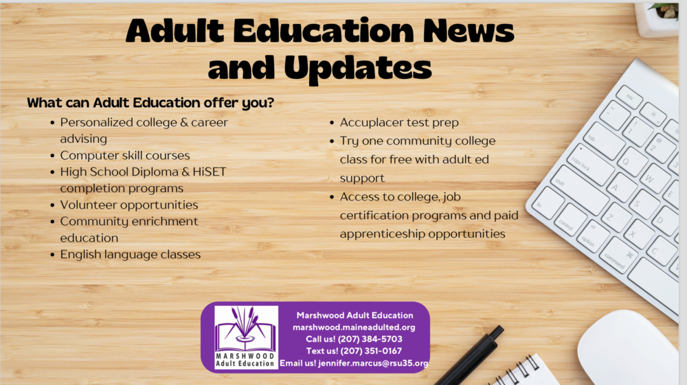 Adult Education News And Updates Marshwood High School