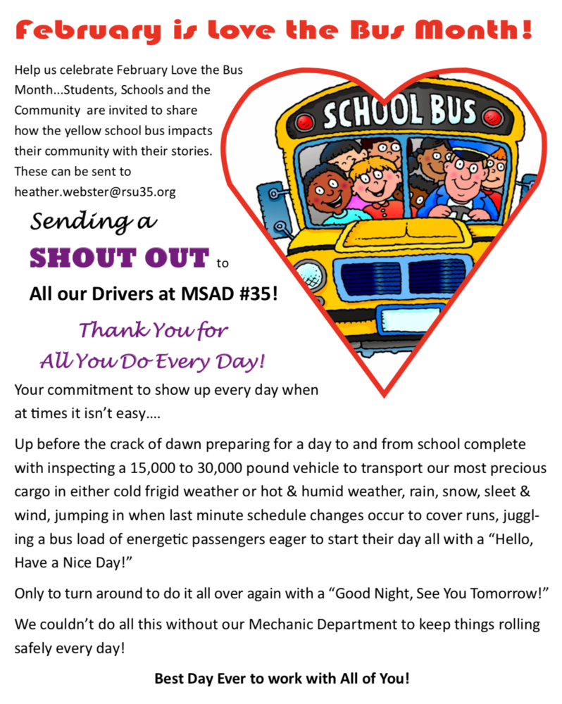 February is Love the Bus Month! | Marshwood High School